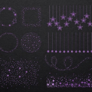 21 Purple Glitter Stars Clipart Set, Purple Glitter Star Frames and ...