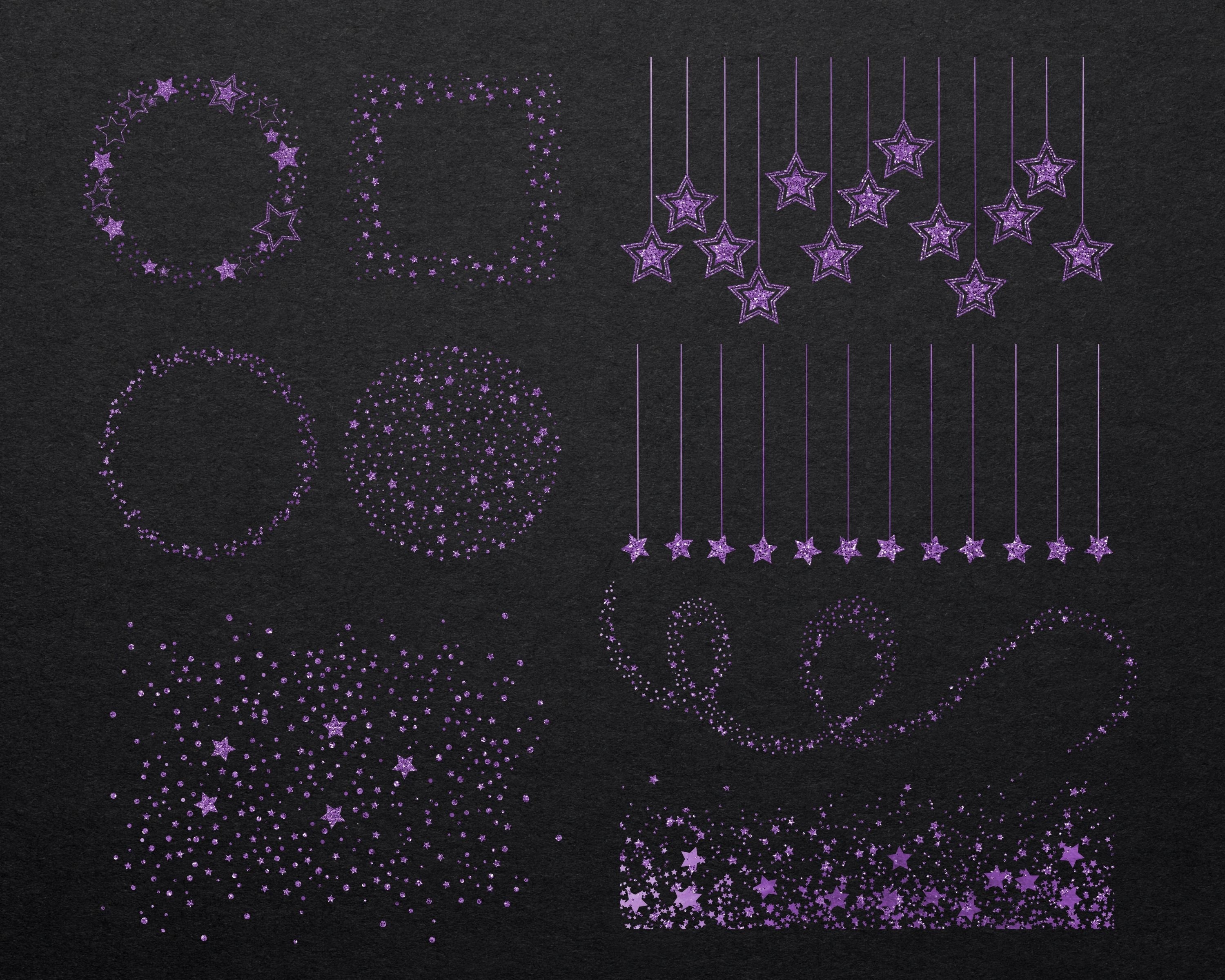 21 Purple Glitter Stars Clipart Set Purple Glitter Star - Etsy