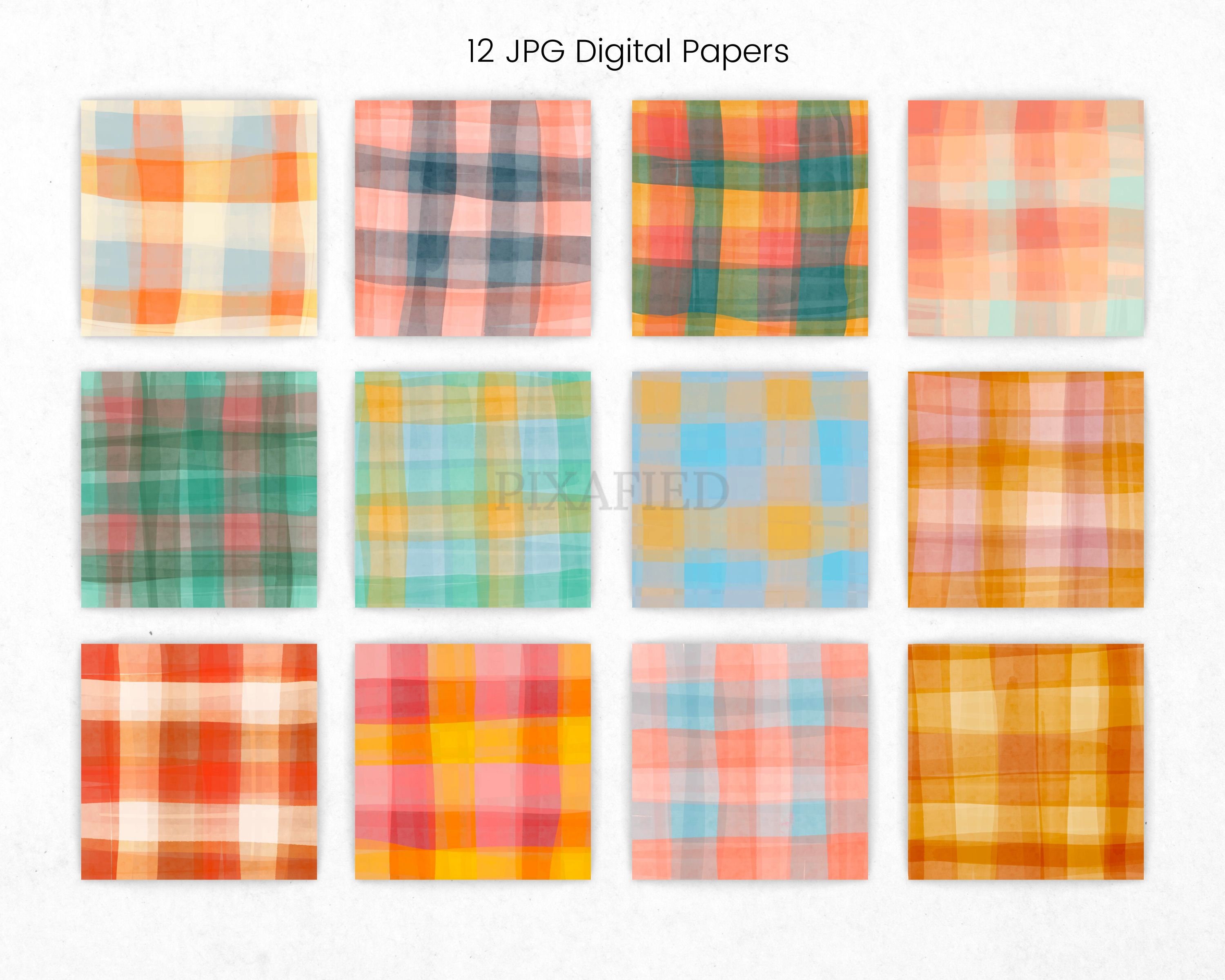 Colourful Watercolor Plaid Digital Paper Pink Yellow Tartan - Etsy