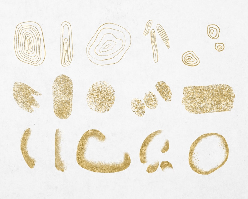 Modern Abstract Shapes Clipart, PNG Beige, Green, Gold Glitter Shape ...