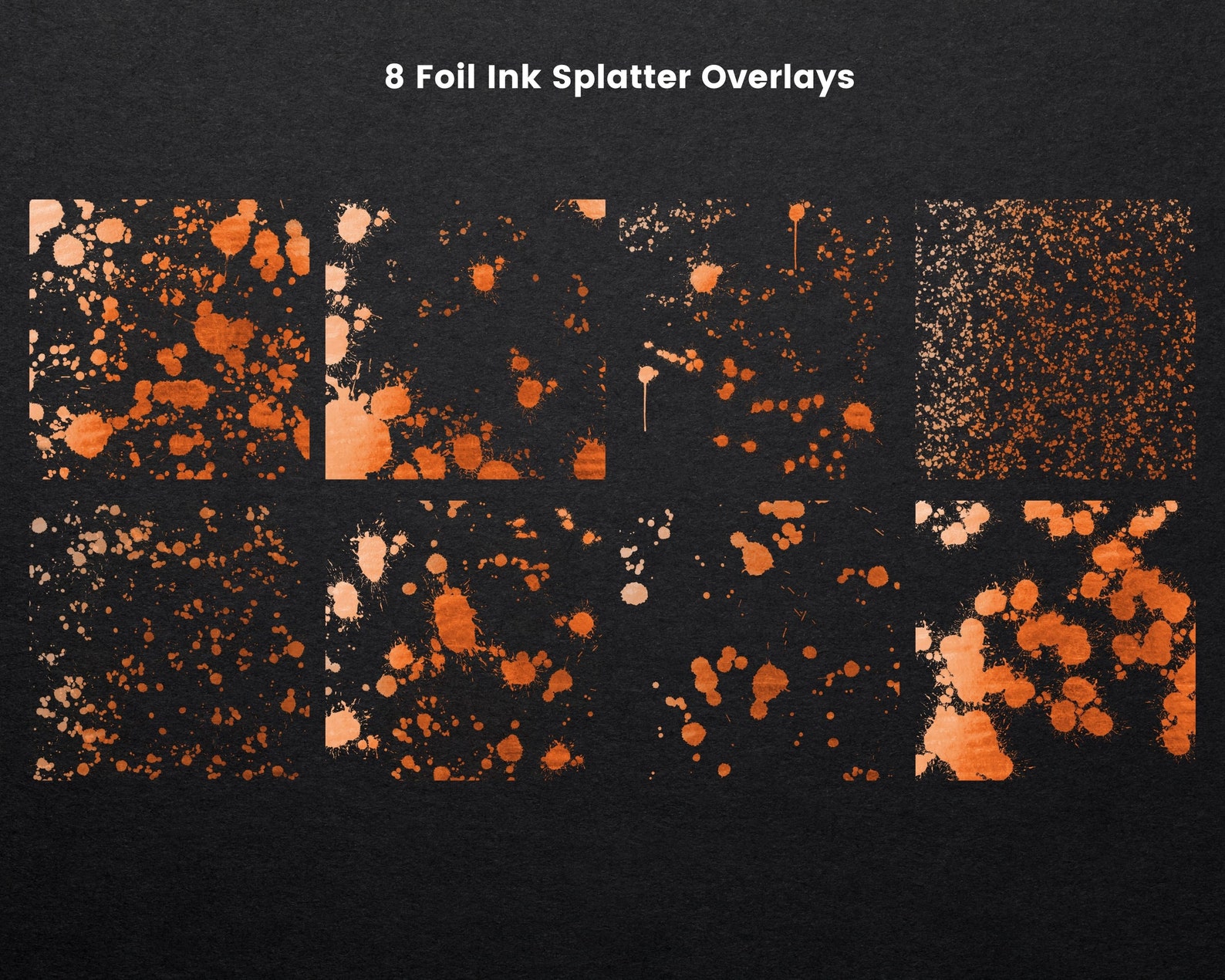 Copper Ink Splatter Overlays Copper Foil Ink Dot Clipart | Etsy