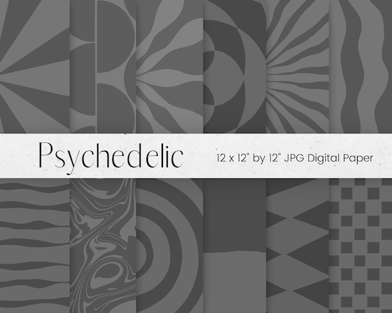 Psychedelic Digital Paper Pattern Black Grey Retro Texture | Etsy
