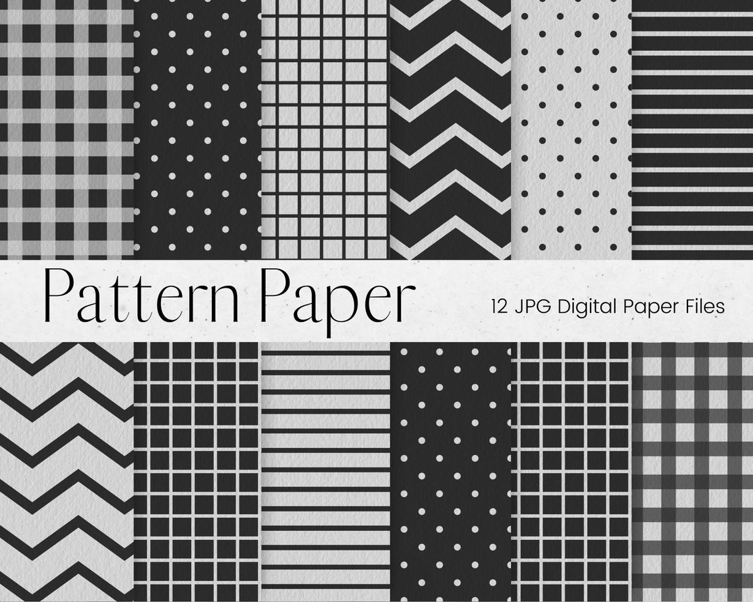 Black and Grey Pattern Digital Paper, Plaid Paper Pattern, Spot and ...