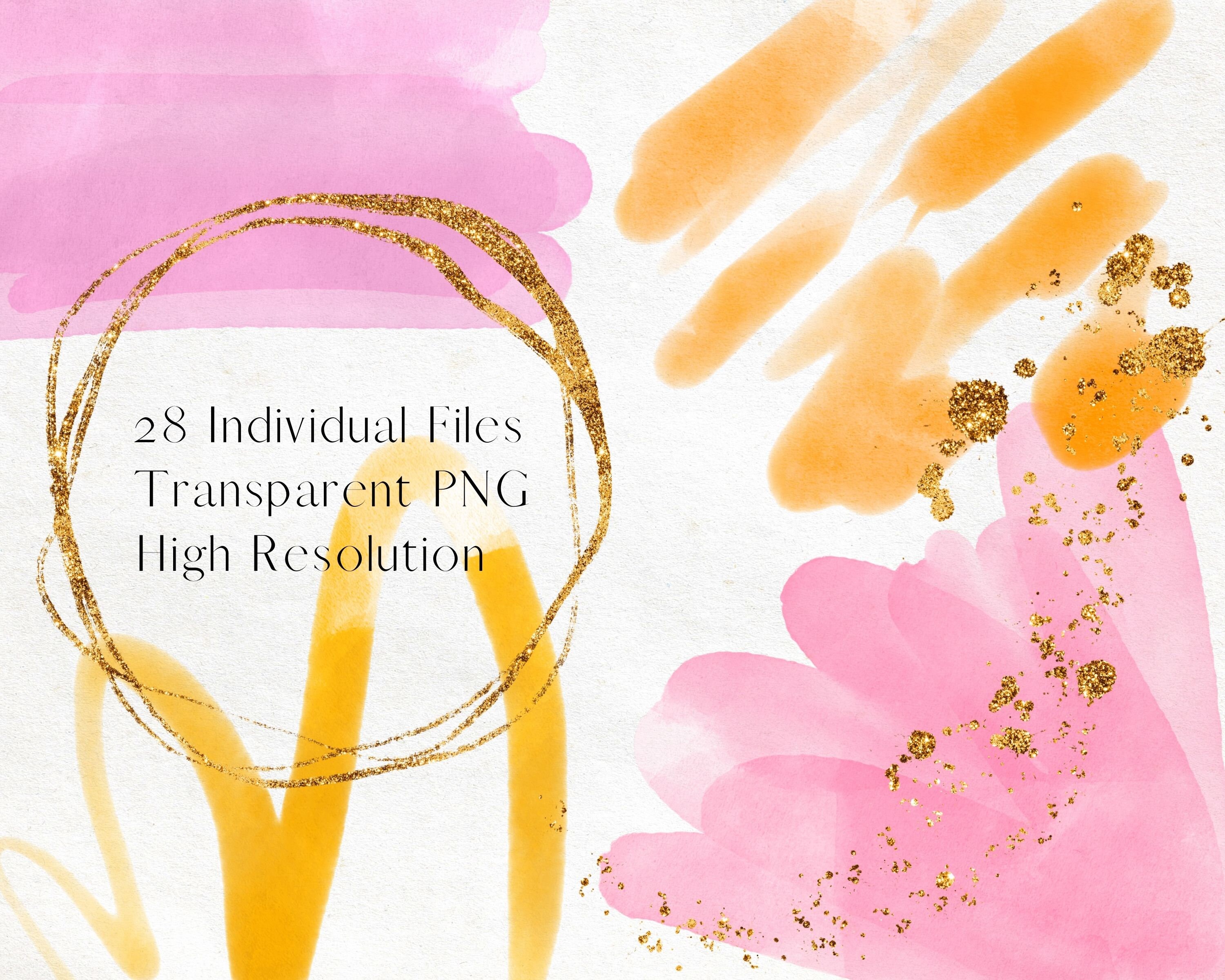 Abstract Watercolour Clipart Pink Orange Modern Watercolour | Etsy