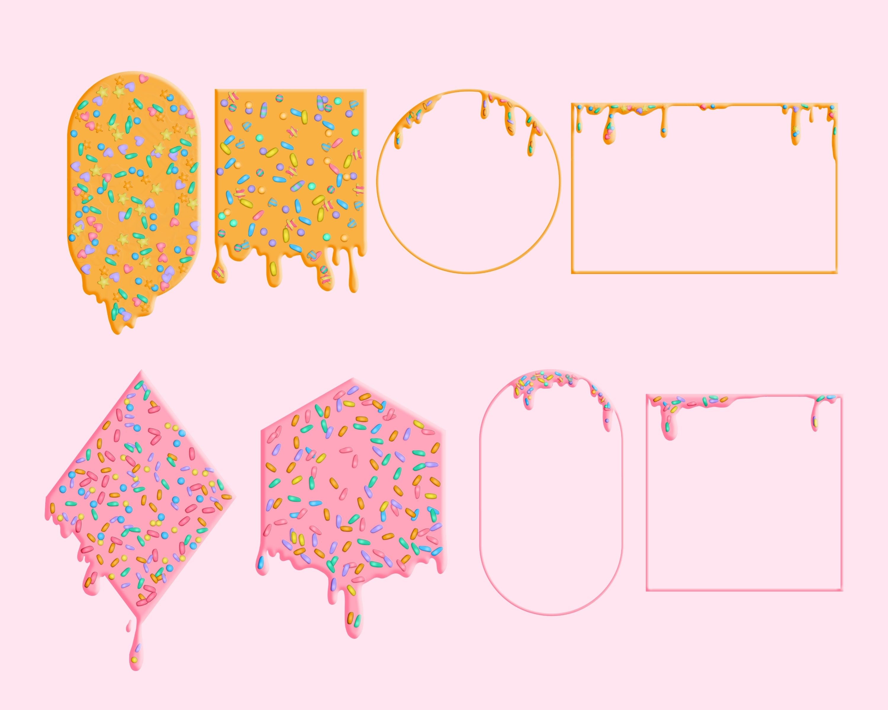 Dripping Frosting Frames With Sprinkles Clipart, Square, Circle Dipping ...