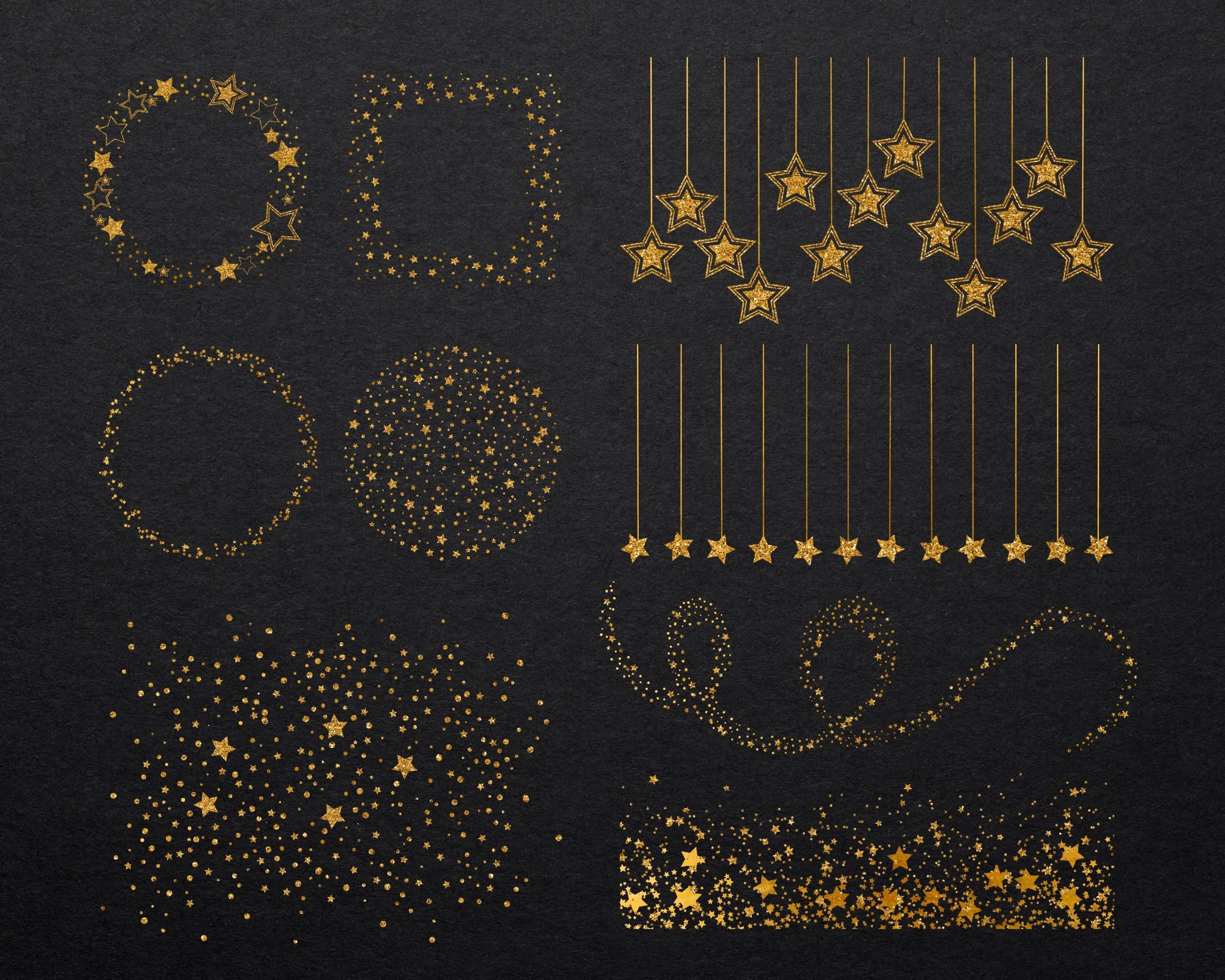 21 Gold Glitter Stars Clipart Set Gold Glitter Star Frames - Etsy