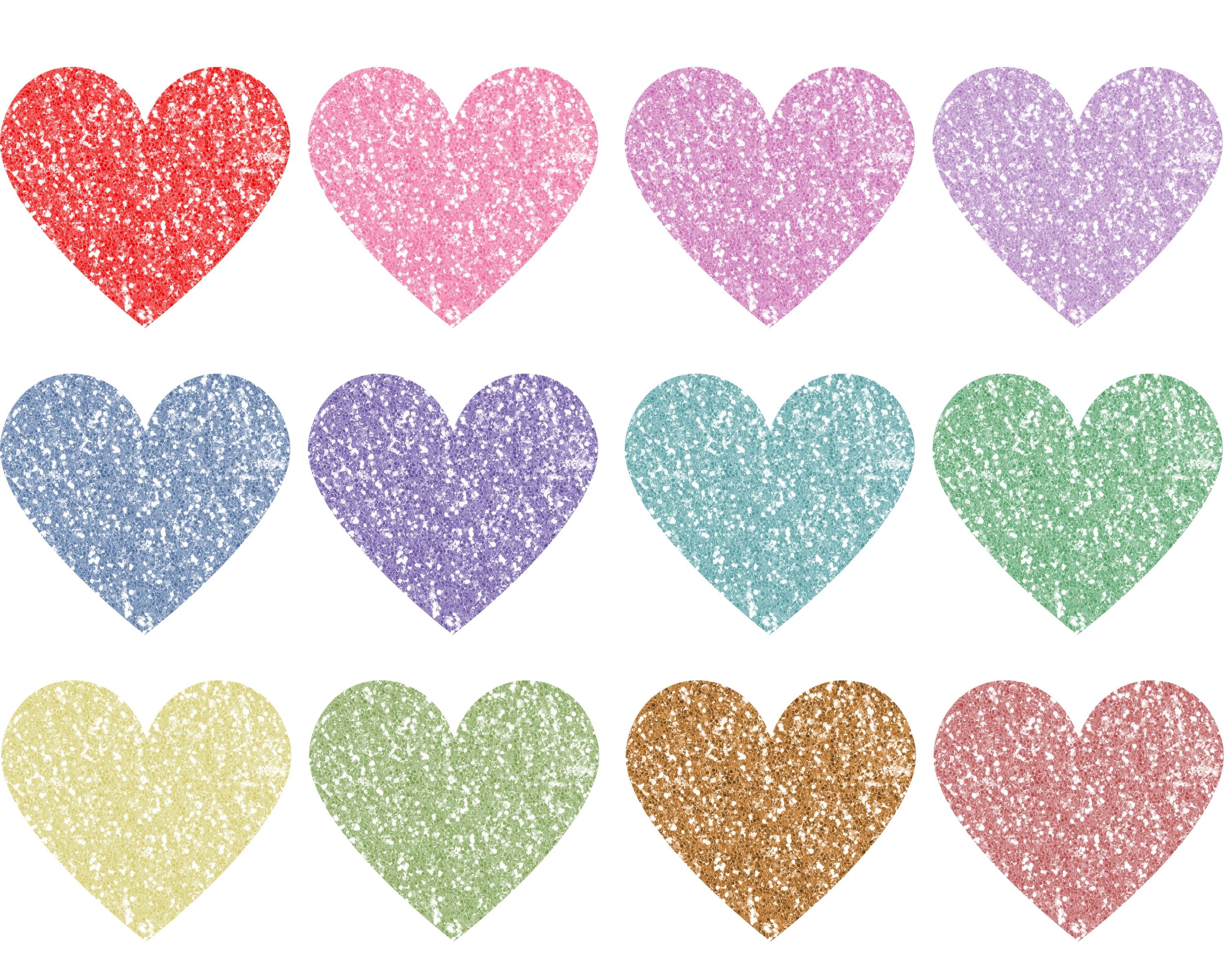 12 Glitter Heart Clipart PNG Files Pink Blue Green Gold - Etsy