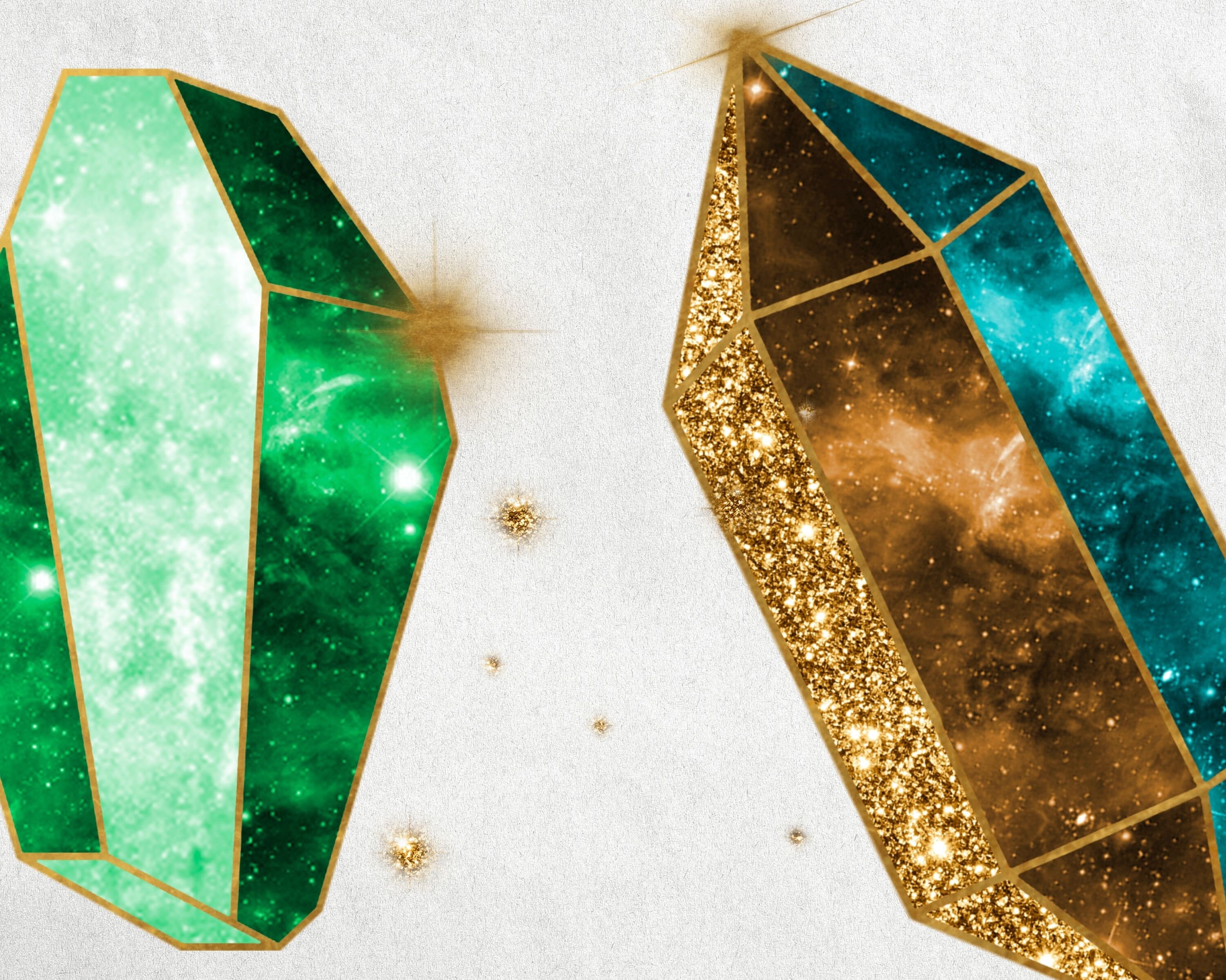 Cosmic Crystal Clipart PNG Gemstones Galaxy Crystal Gold - Etsy India