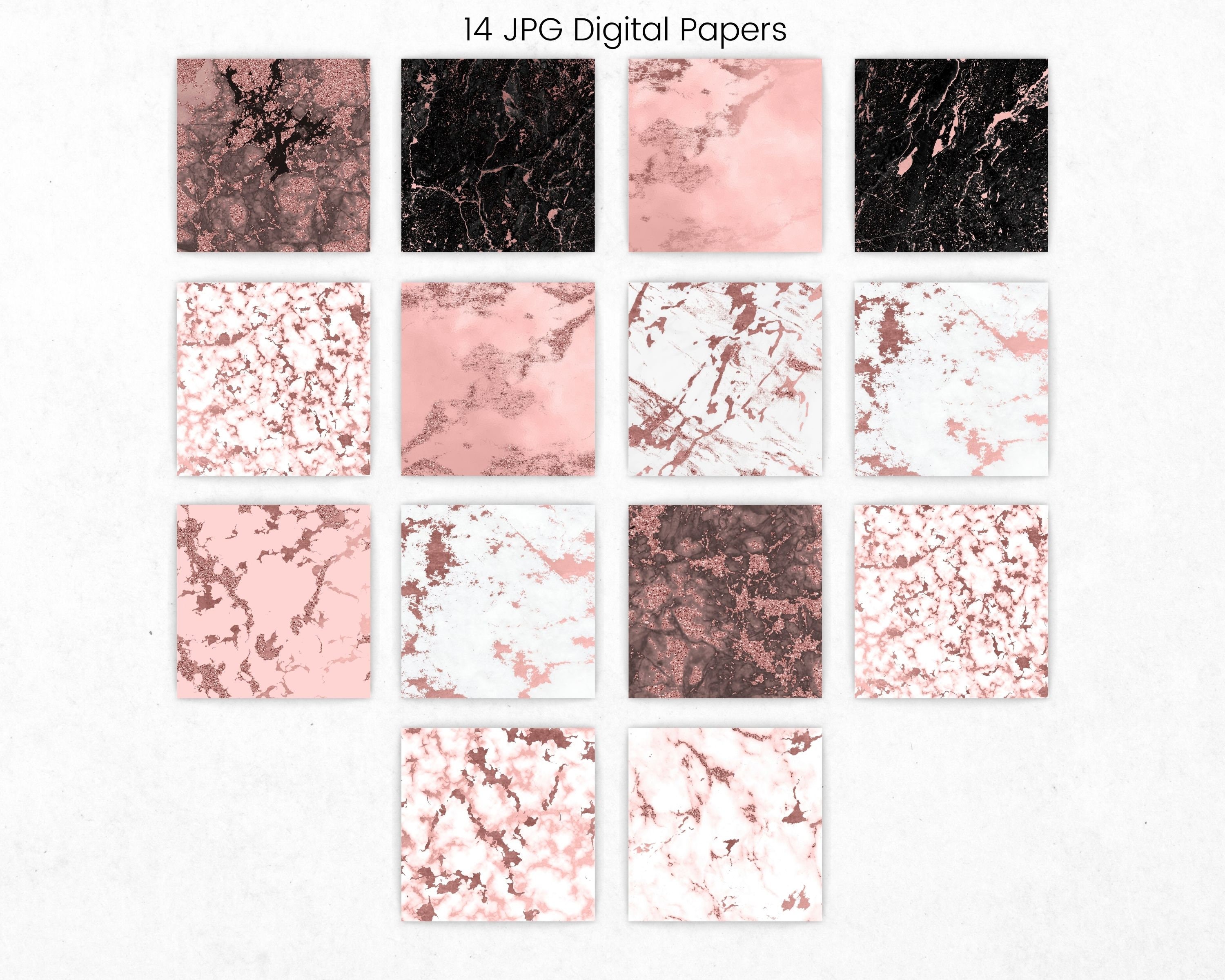 Rose Gold Marble Pattern Digital Paper Pink Glitter Black - Etsy