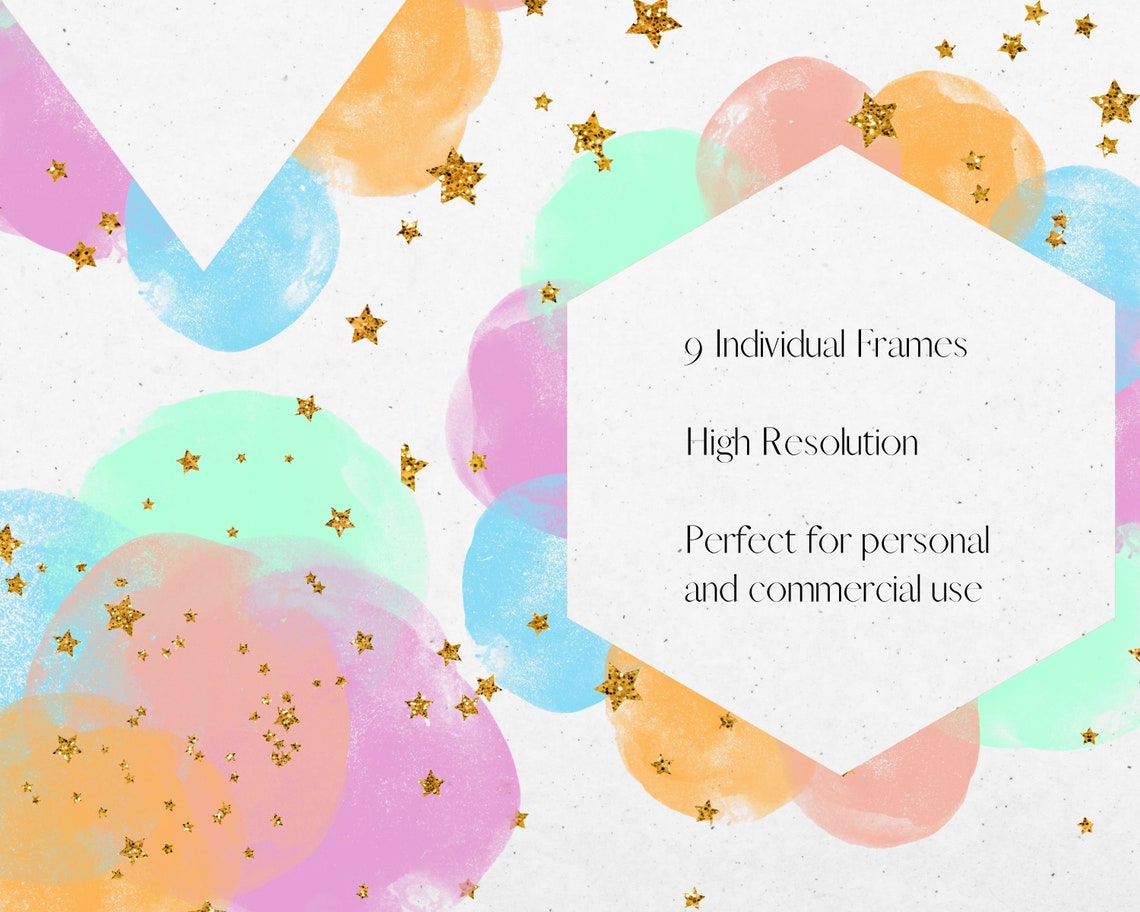 Rainbow Frames Clipart Square Painted Circle Borders PNG - Etsy