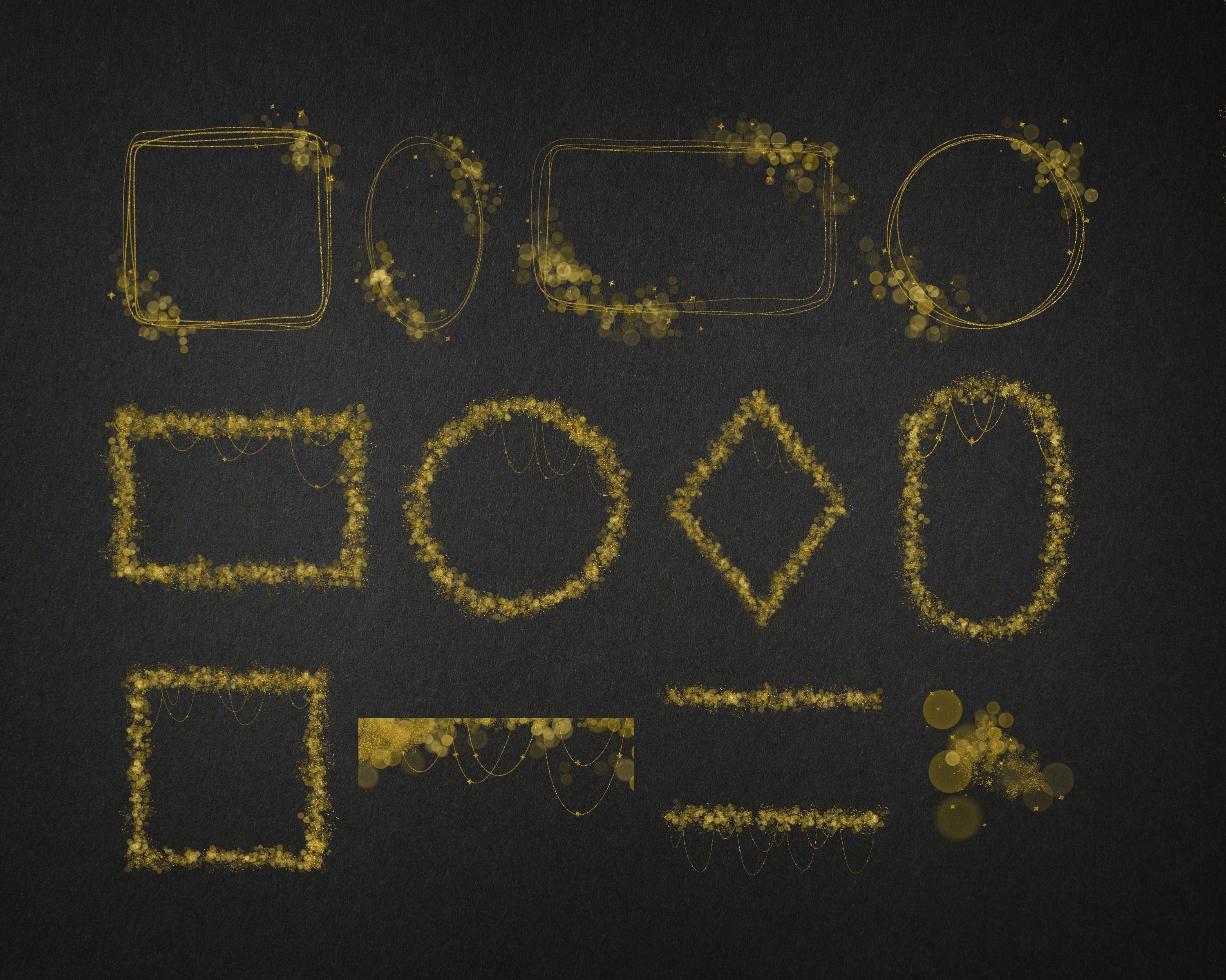 Yellow Sparkling Frame Clipart, Yellow Bokeh and Gold Glitter Borders ...