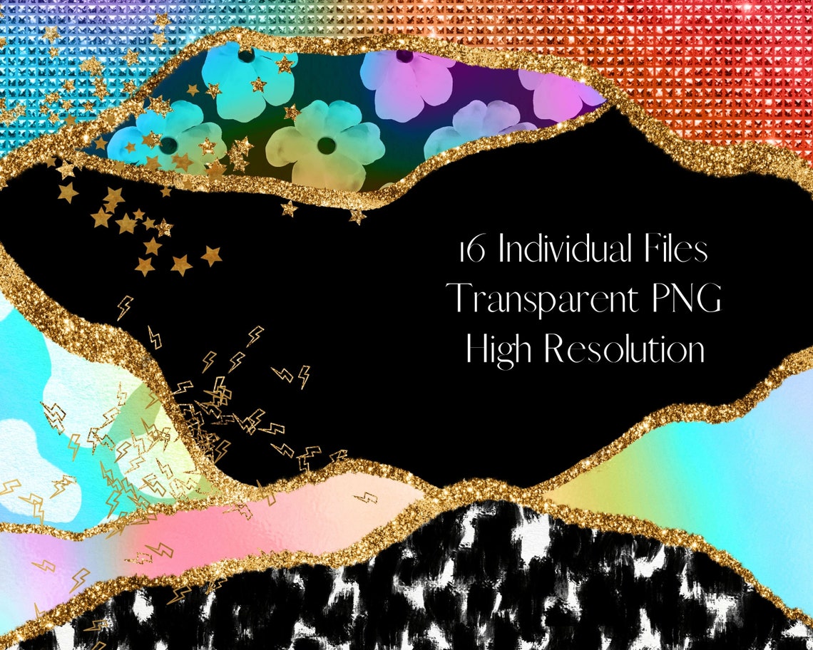Eclectic Border Clipart, Rainbow Border Overlays, Transparent PNG ...
