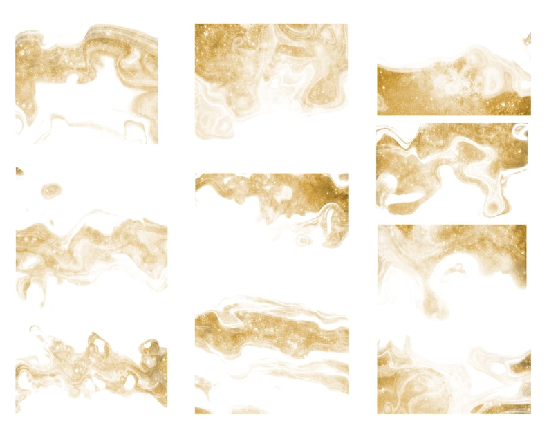 10 Gold Liquid Smoke Effect Borders and Elements, Pink Galaxy Glitter ...