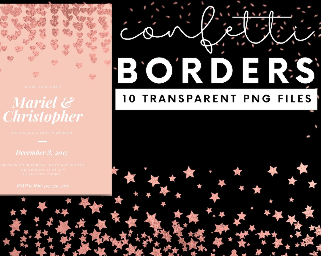 10 Rose Gold Foil Confetti Clipart Digital Overlay, Commercial Use ...