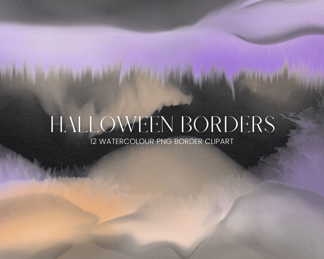 Halloween Watercolour Borders Clipart, Hand Painted Border, Purple ...