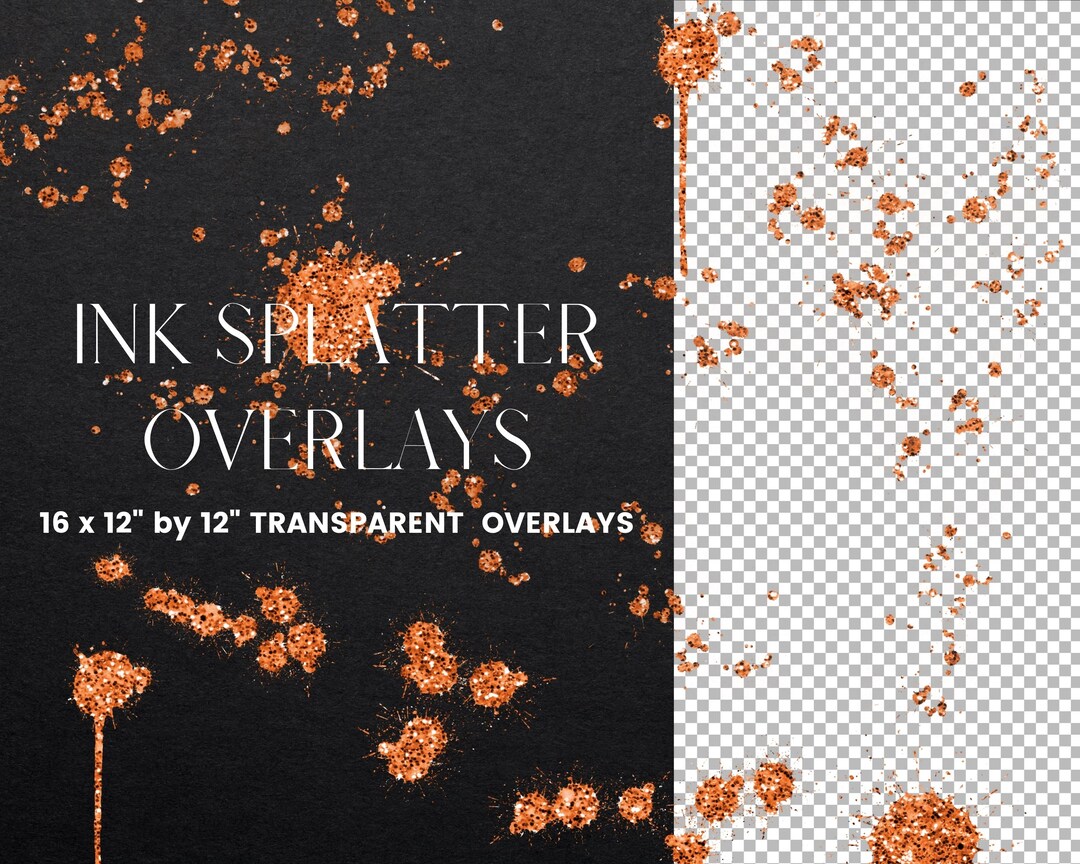 Copper Ink Splatter Overlays, Copper Foil Ink Dot Clipart, Glitter ...