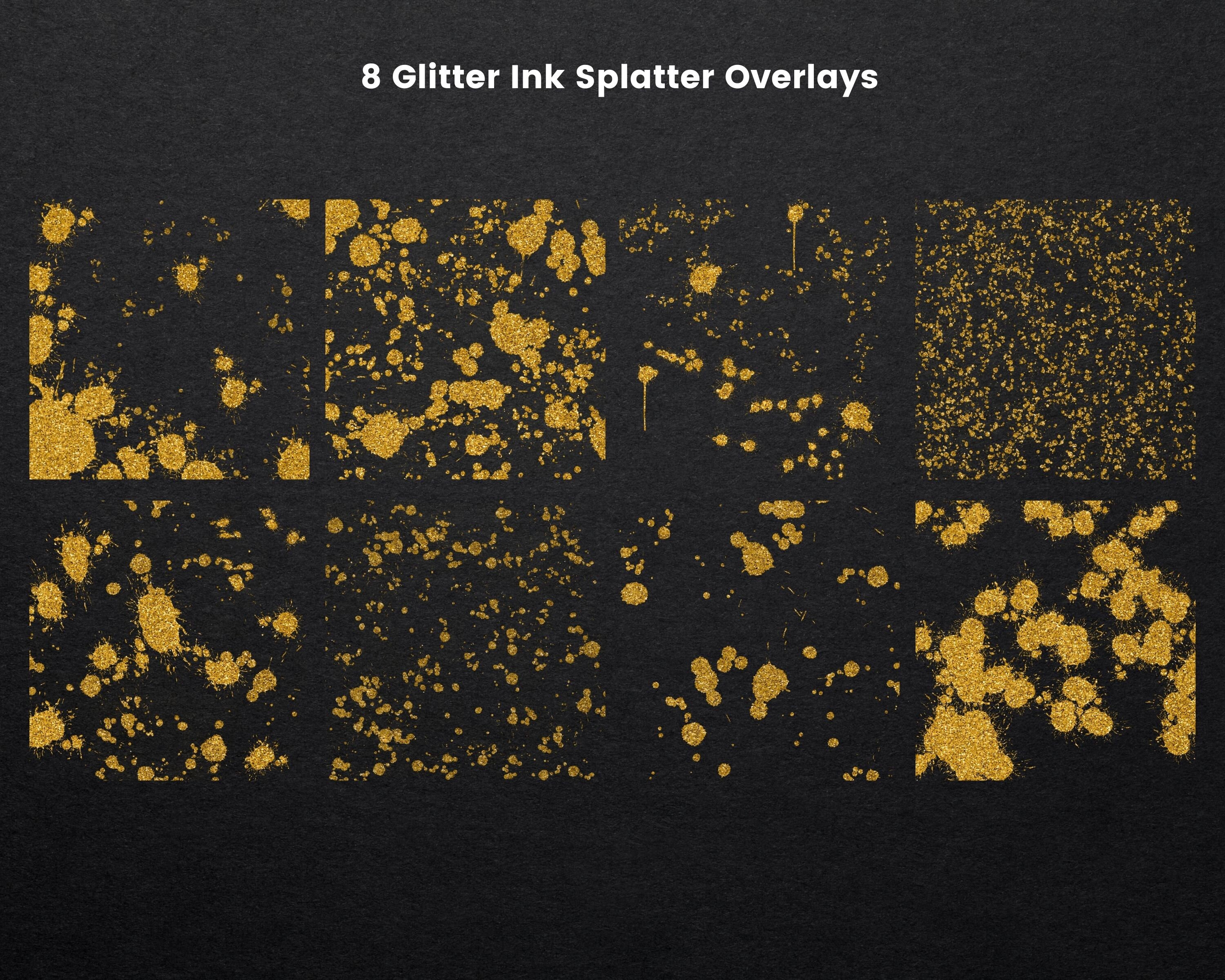 Gold Ink Splatter overlays Gold foil ink dot clipart Glitter | Etsy