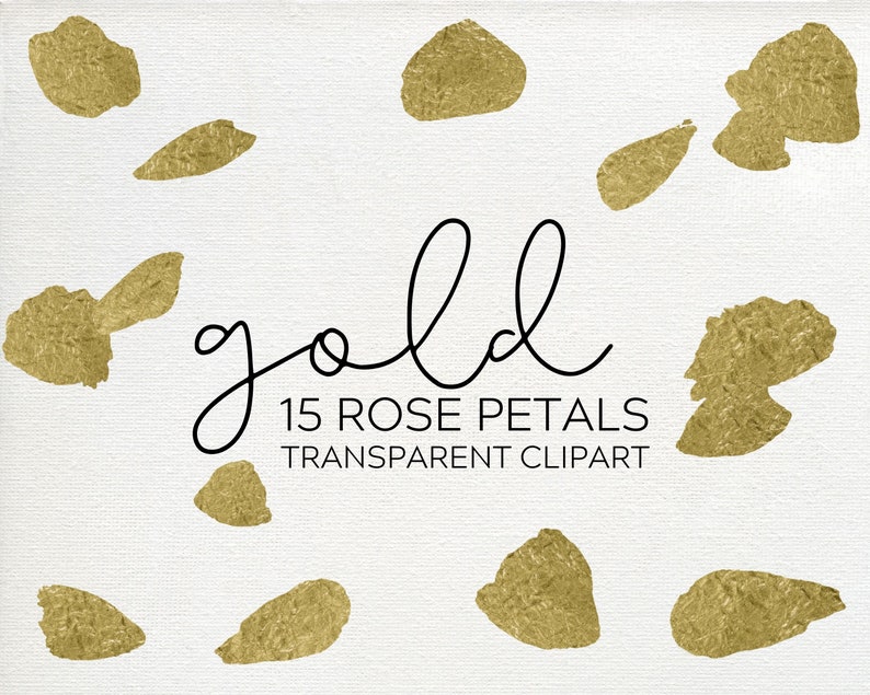 20 Gold Rose Petals, Gold Flower Petals, Falling Petals, Clip Art ...