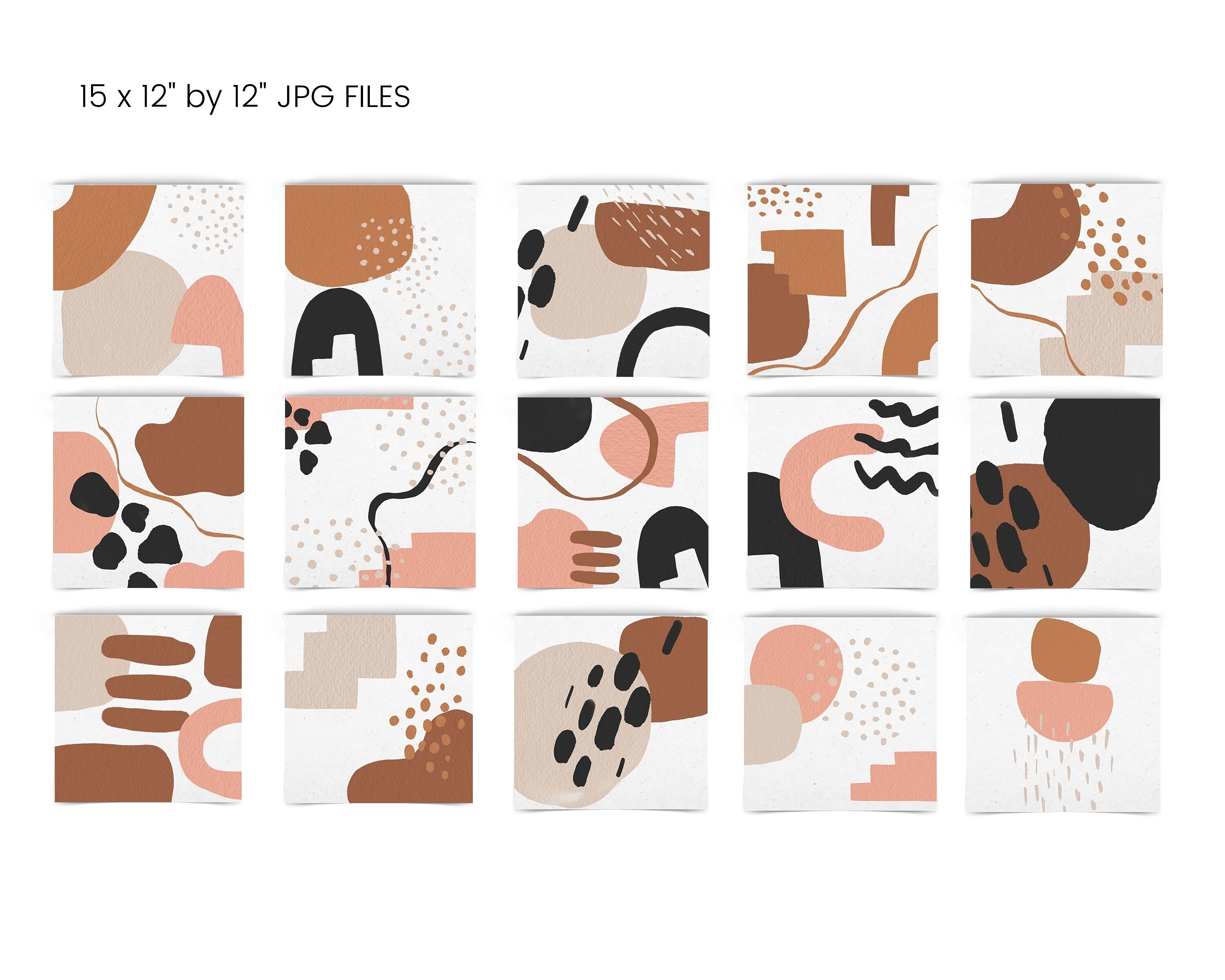 Abstract Shapes Digital Paper Beige Brown Pink Black Paint - Etsy