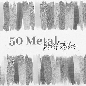 50 Silver Metal and Glitter Brush Stroke Clipart, Silver Glitter Clip ...