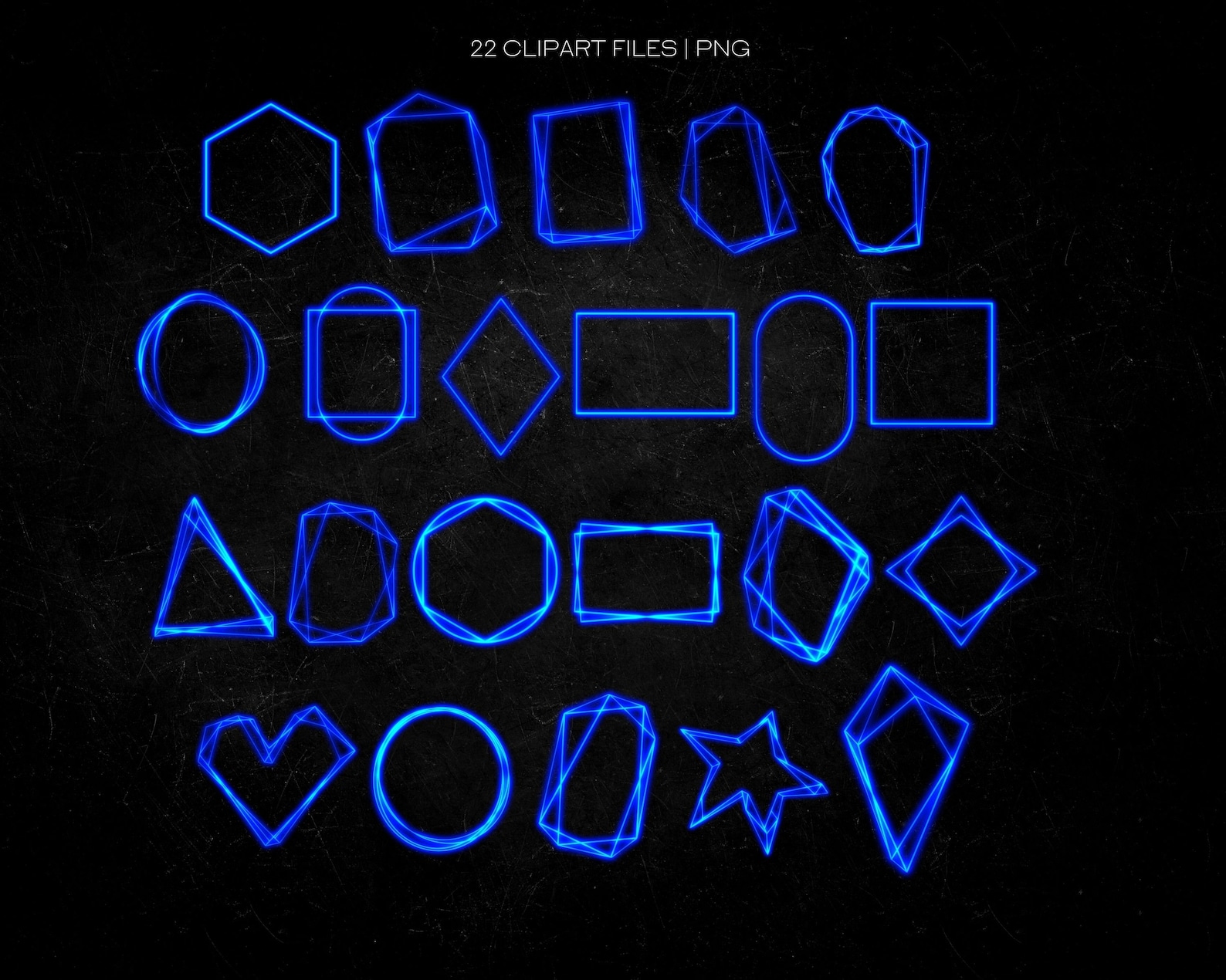 Blue Neon Frame Clipart Glowing Neon Clipart Overlay - Etsy