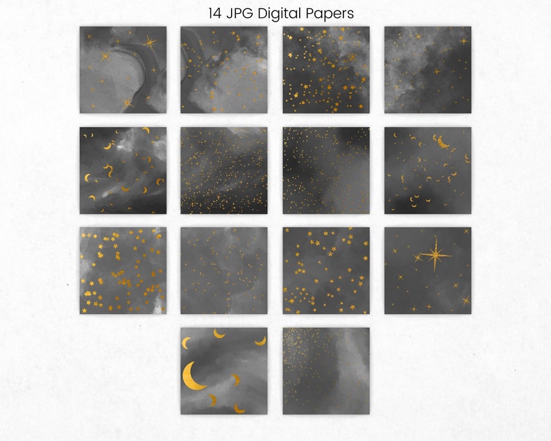 Watercolour and Gold Stars Digital Paper Pattern Stars and - Etsy