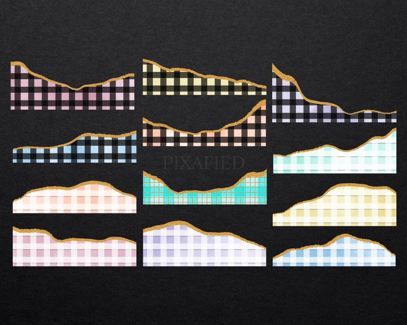 Gingham Border Clipart Digital Gold Glitter Black White - Etsy Australia