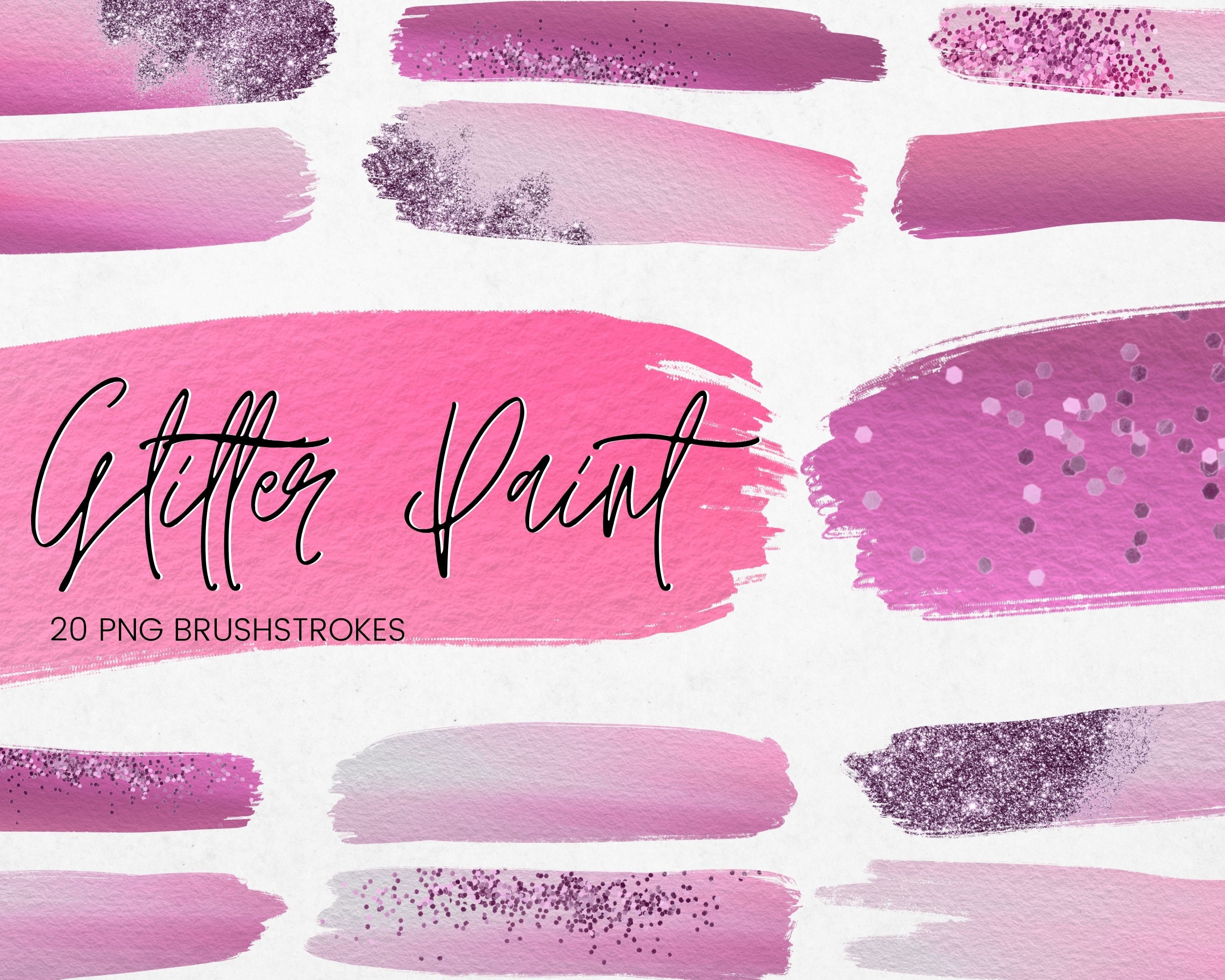 20 Pink Watercolour and Glitter Clipart Digital Brushstroke | Etsy