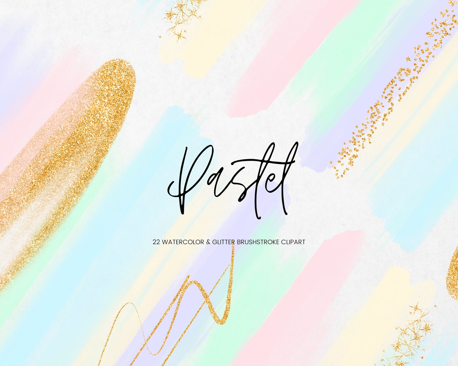 Pastel Watercolor Brush Stroke Clip Art Rainbow Transparent - Etsy