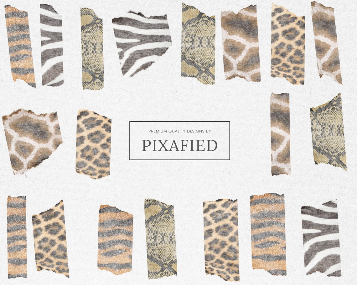20 Safari Washi Tape Clip Art, Animal Print Digital Washi Tape Clipart ...