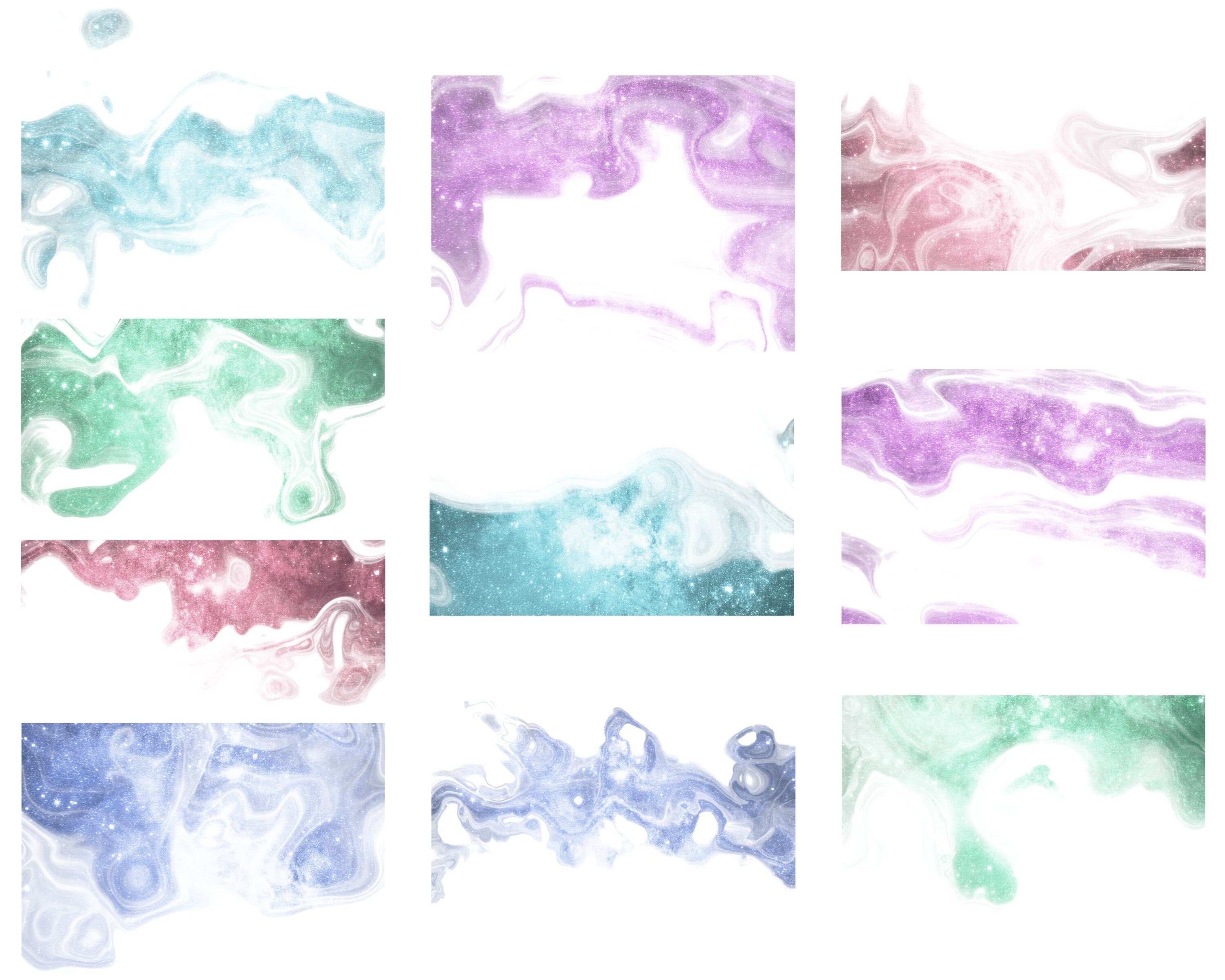 10 Galaxy Liquid Smoke Effect Borders and Elements, Pink Blue Purple ...