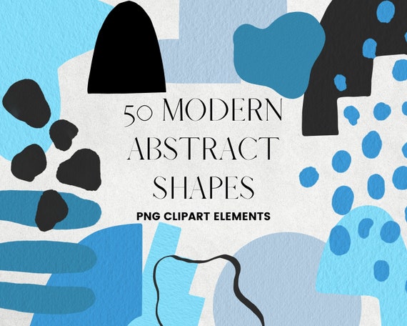 50 Abstract Shape Clip Art Modern Blue and Black Brushstroke - Etsy