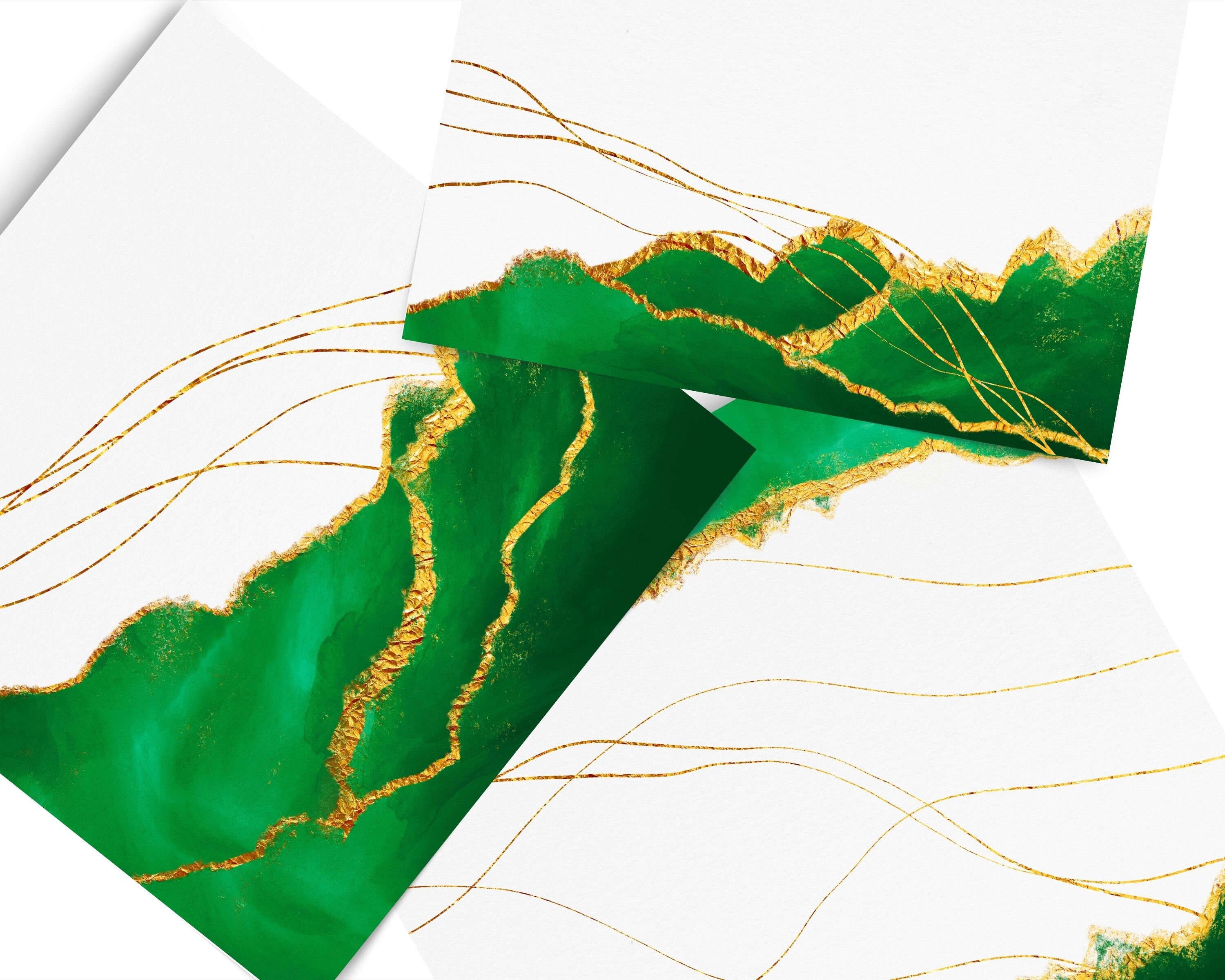 Green Watercolour Digital Paper Gold Foil Paint Paper Paint - Etsy ...