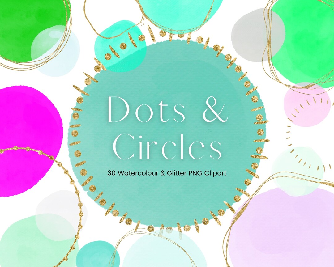 Watercolour and Glitter Circle Clipart, Sparking Gold Glitter Circle ...