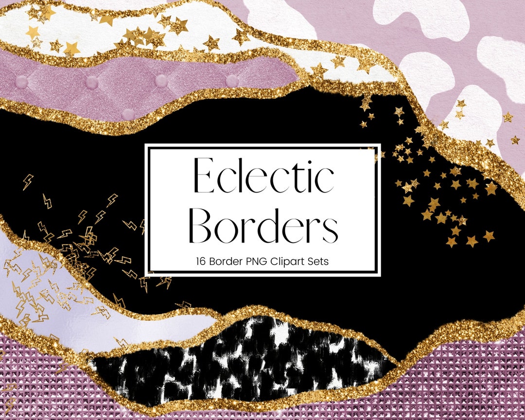 Eclectic Border Clipart, Purple Border Overlays, Transparent PNG Marble ...