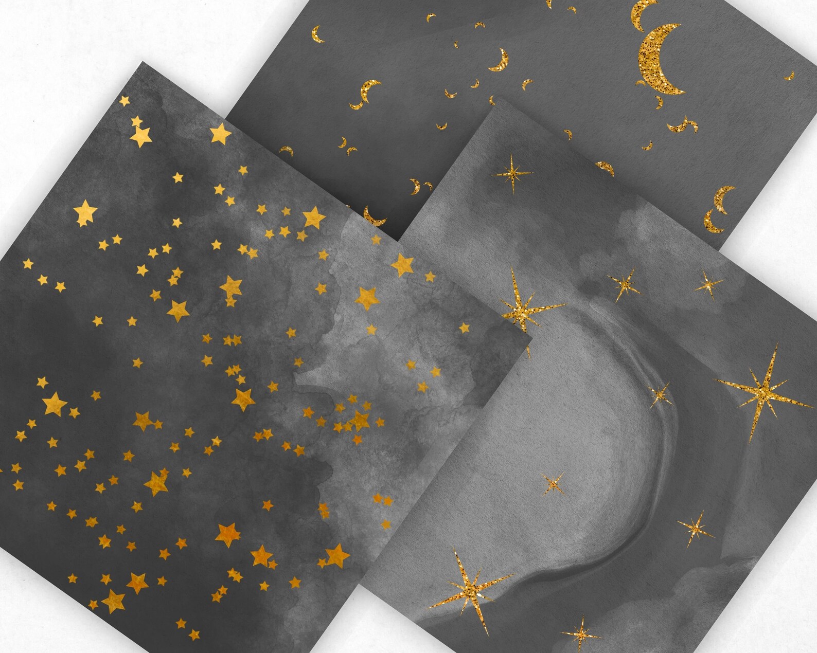 Watercolour and Gold Stars Digital Paper Pattern Stars and - Etsy