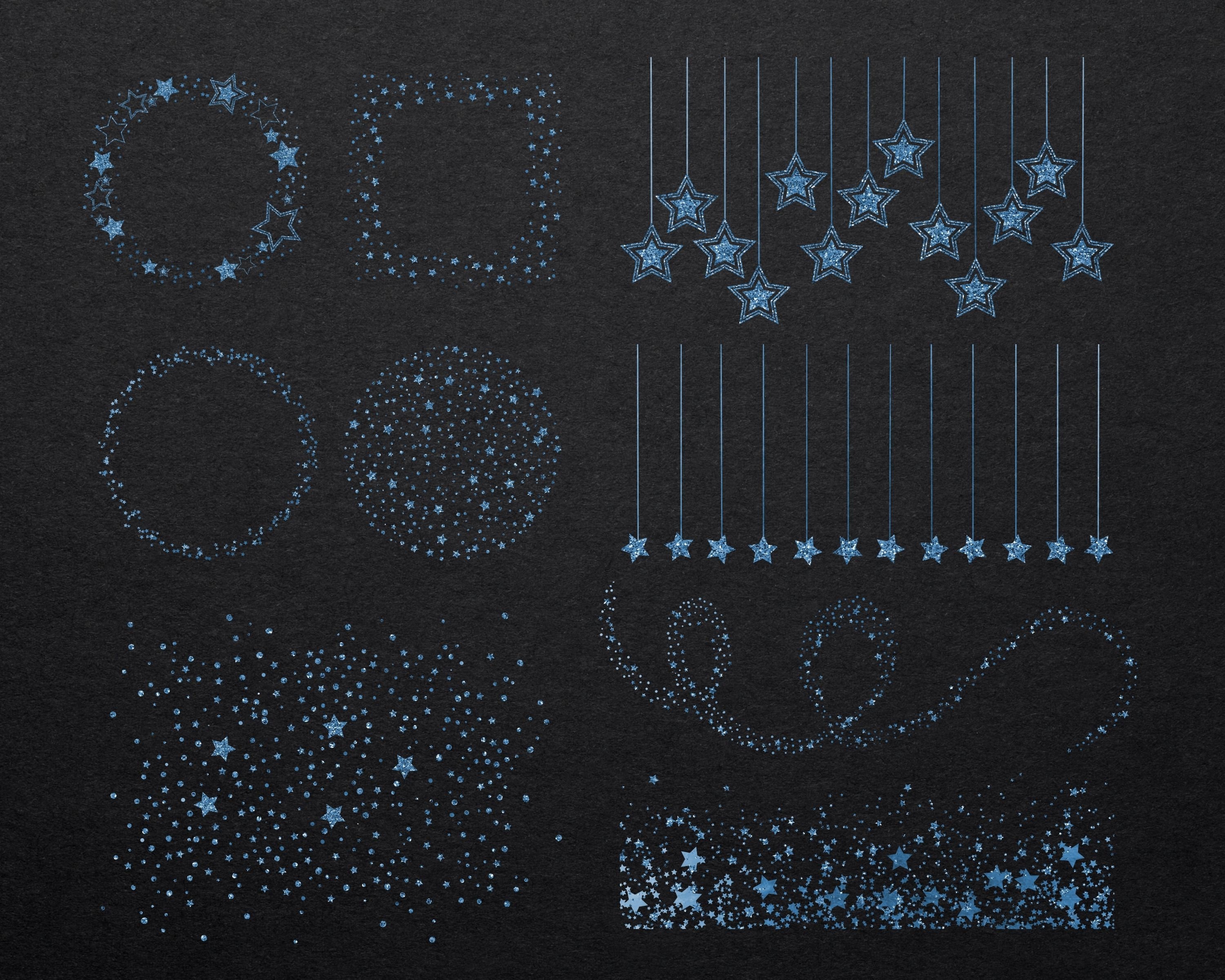 21 Blue Glitter Stars Clipart Set Blue Glitter Star Frames - Etsy