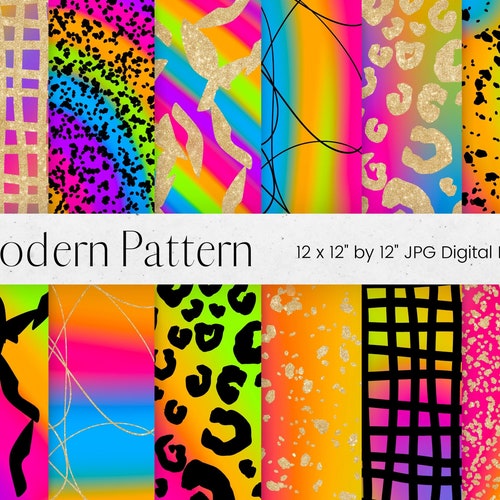 Rainbow Modern Design Digital Paper Stripe Fine Line - Etsy