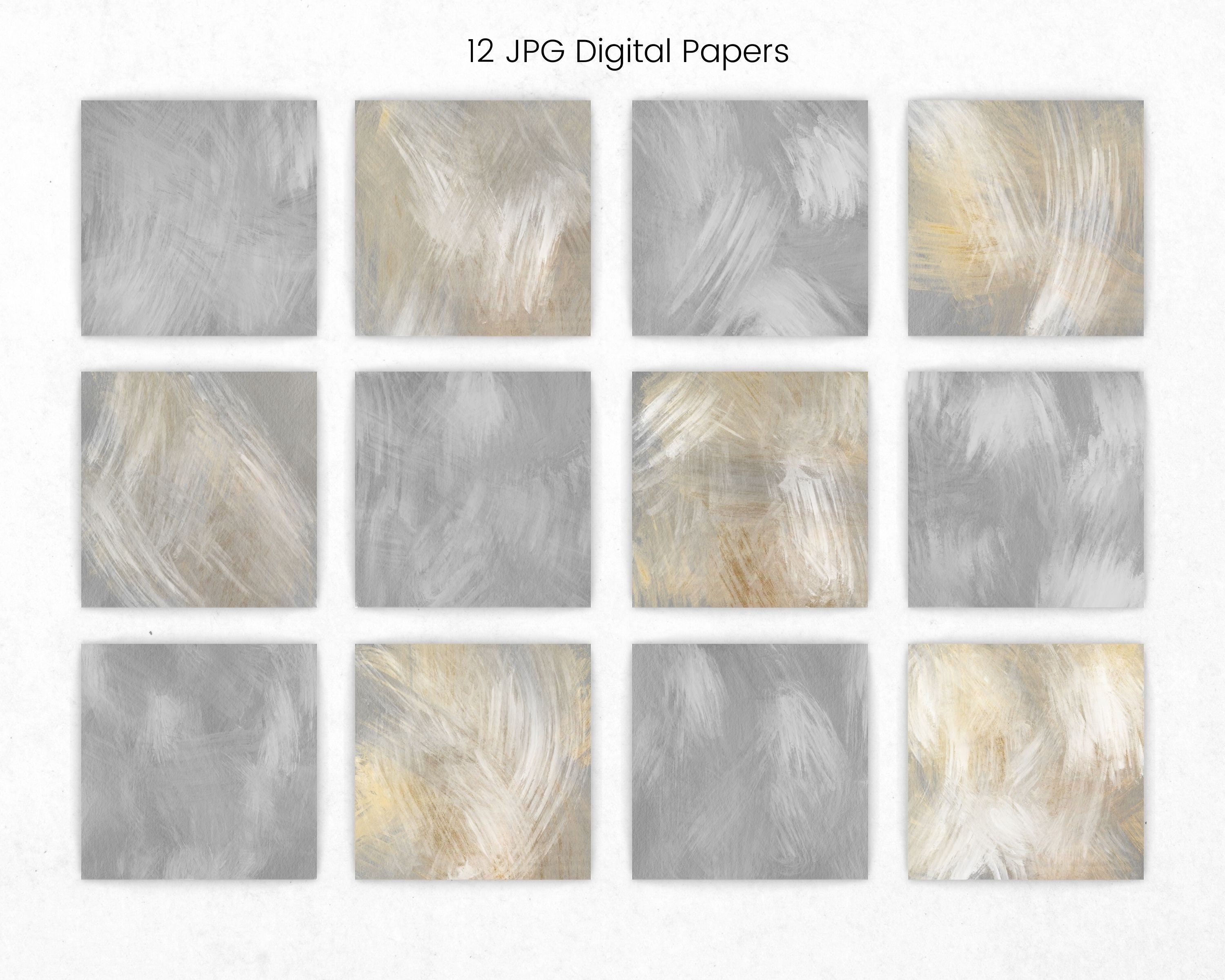 Grey and Gold Paint Pattern Digital Paper Gold White | Etsy