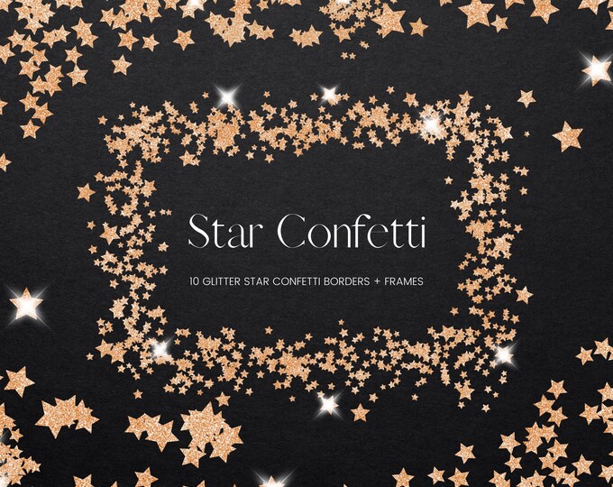 Glitter Stars Border | 30 Colors Glitter Stars Overlay Background ...