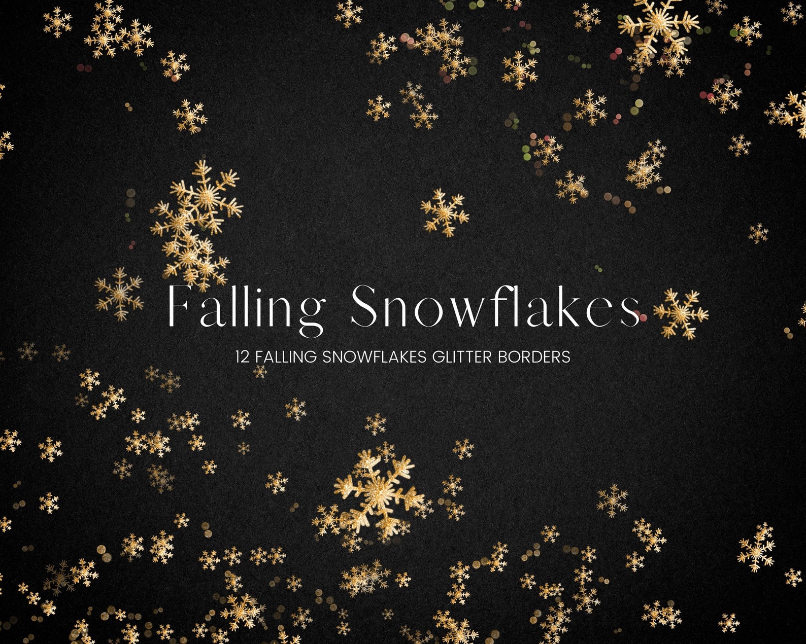 Falling Snowflake Clipart, Gold Glitter Snowflake Overlays, Transparent ...