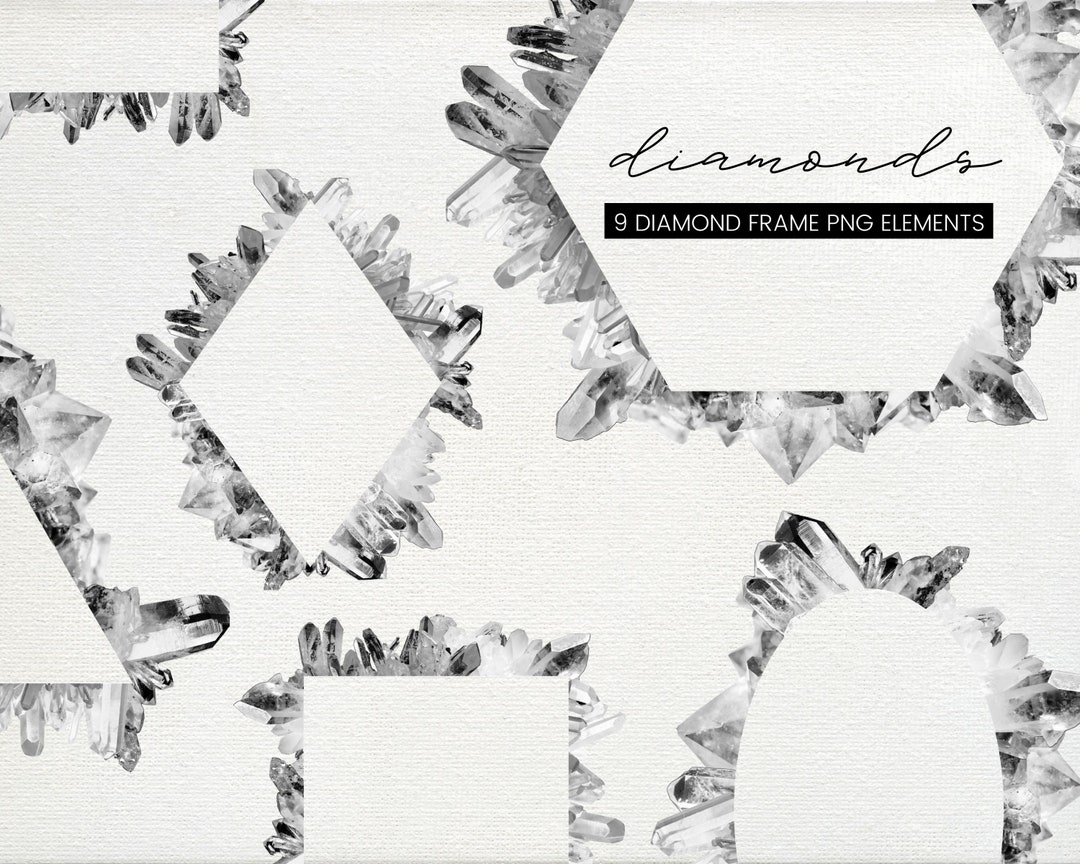 9 Diamond Crystal Frame Clipart, Real Diamond Frames, Boho Border PNG ...