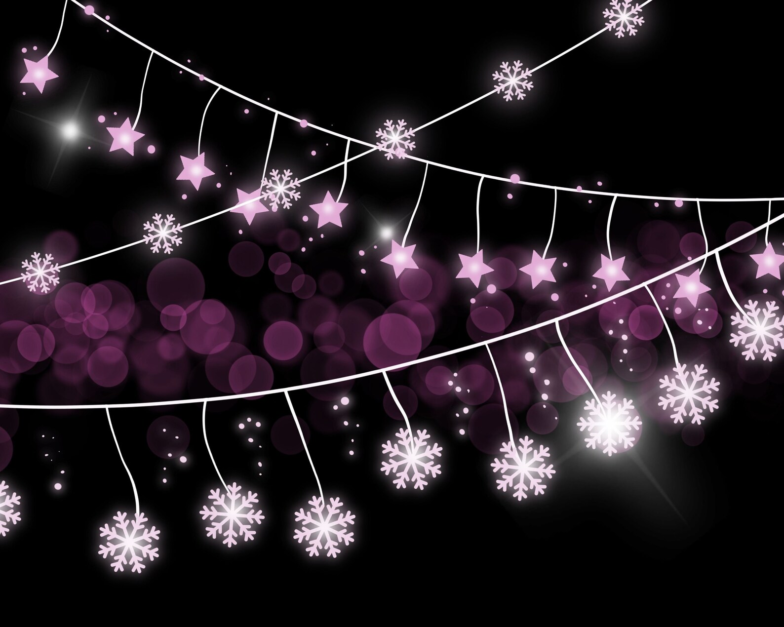 Pink Winter String Lights Clipart Glow Fairy Light Clip Art - Etsy