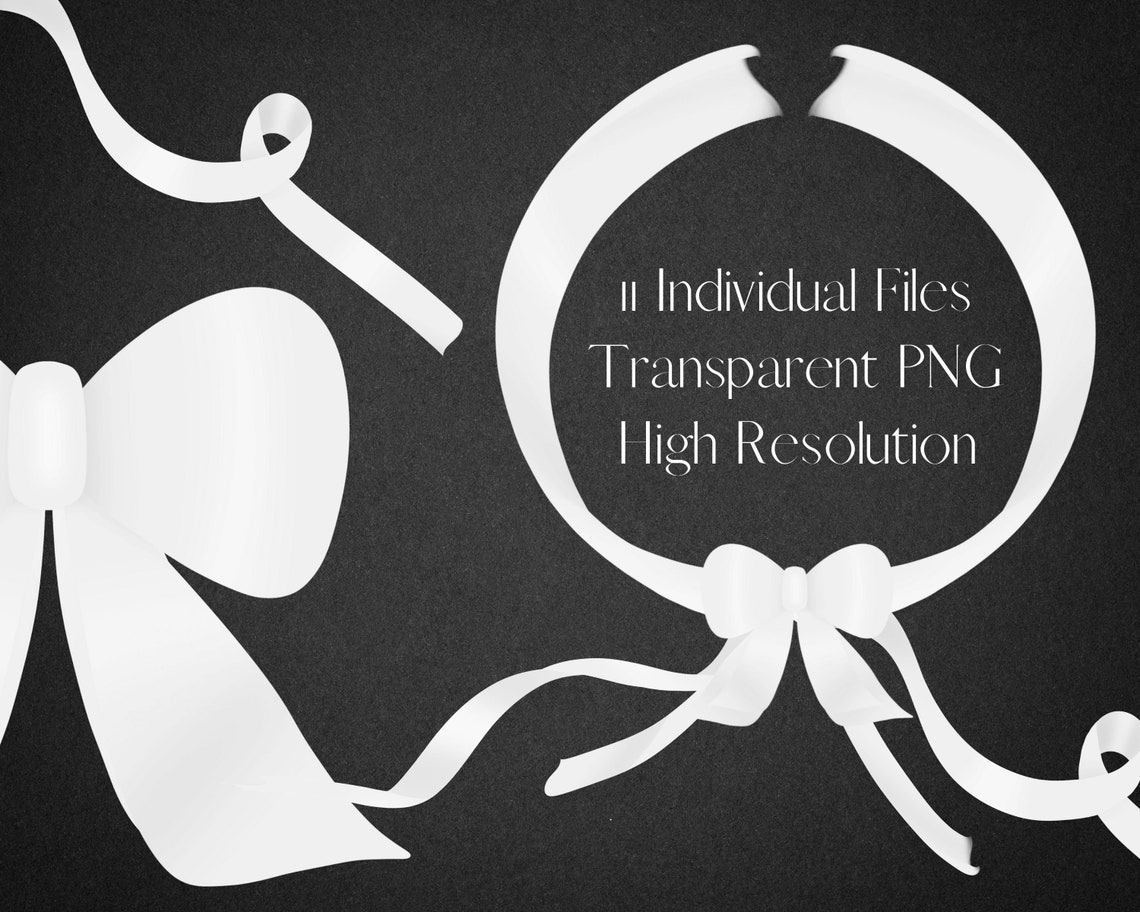 White Ribbon Frame Clipart Ribbon Clipart White Bow Digital | Etsy