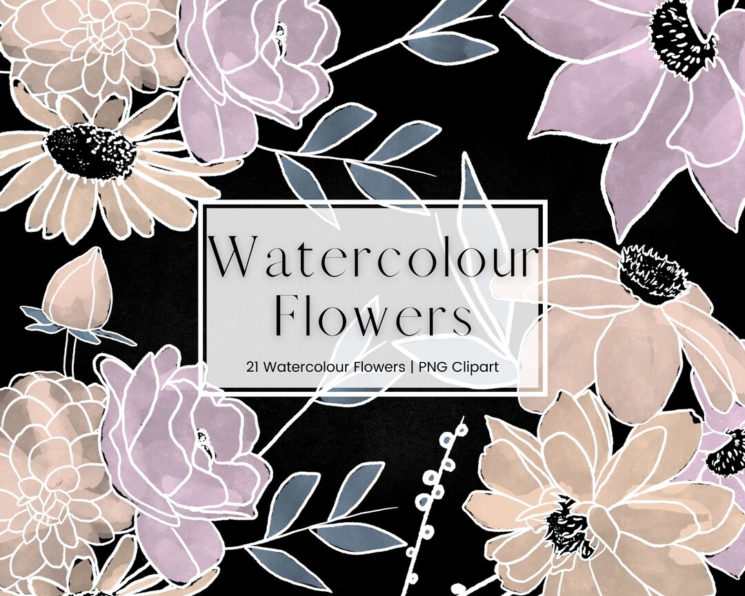 Watercolour Flowers Clipart, Orange, Pink PNG, Transparent Watercolor ...