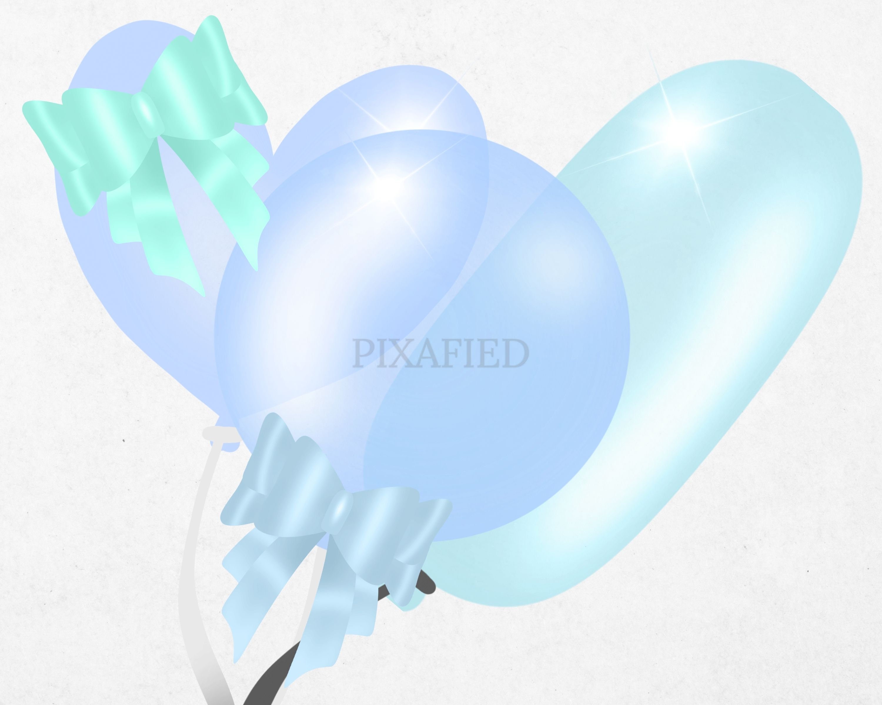 Blue Bow Balloon Clipart Heart Balloon Digital Party - Etsy