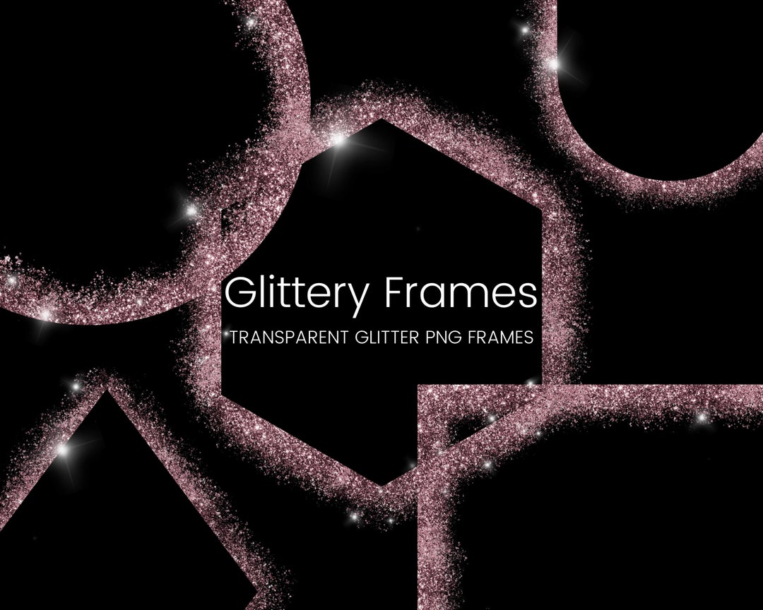 Rose Gold Glitter Frame Clipart Set, Glitter Border Elements, Square ...