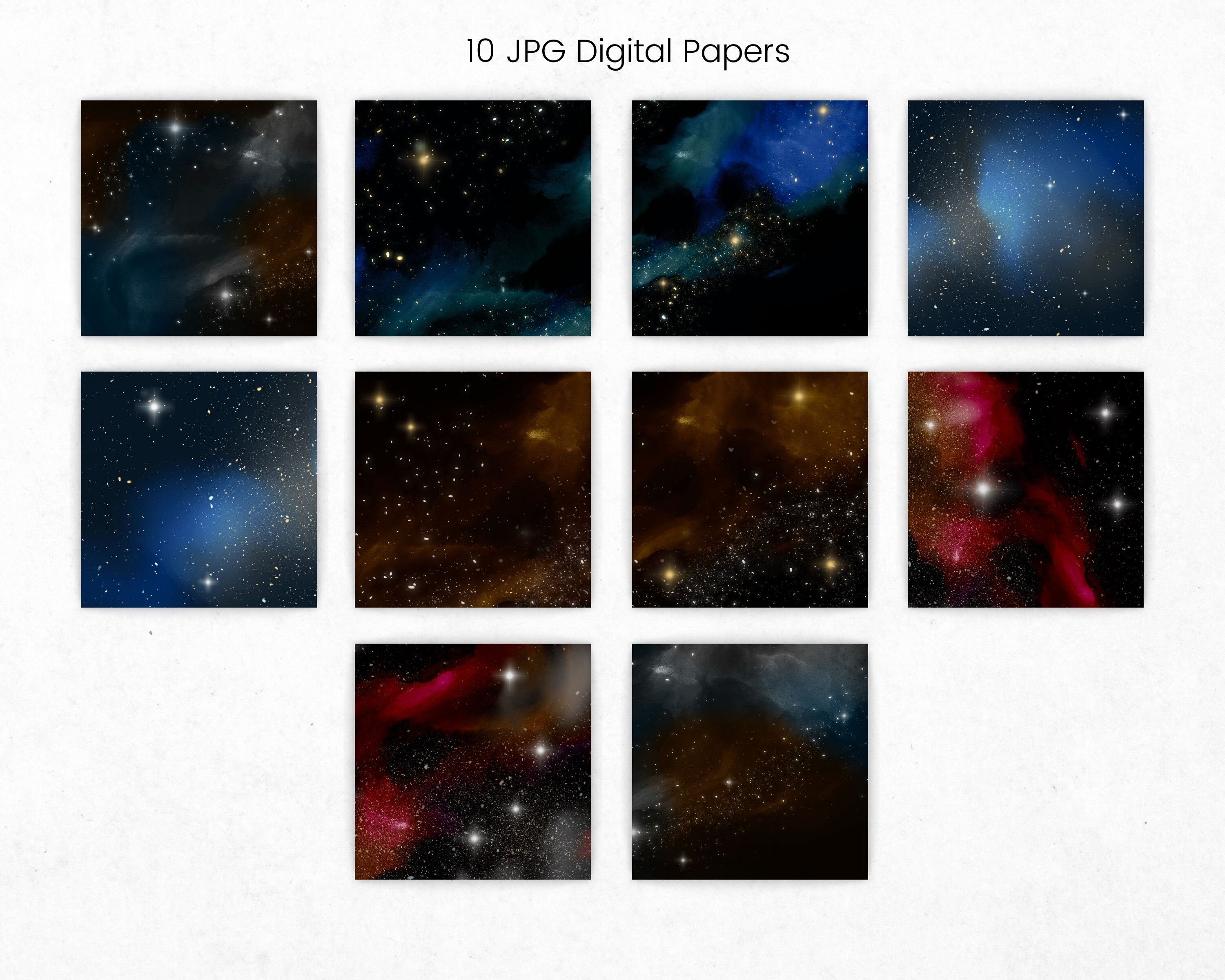 Galaxy Digital Paper Pattern Watercolour Celestial Scrapbook | Etsy