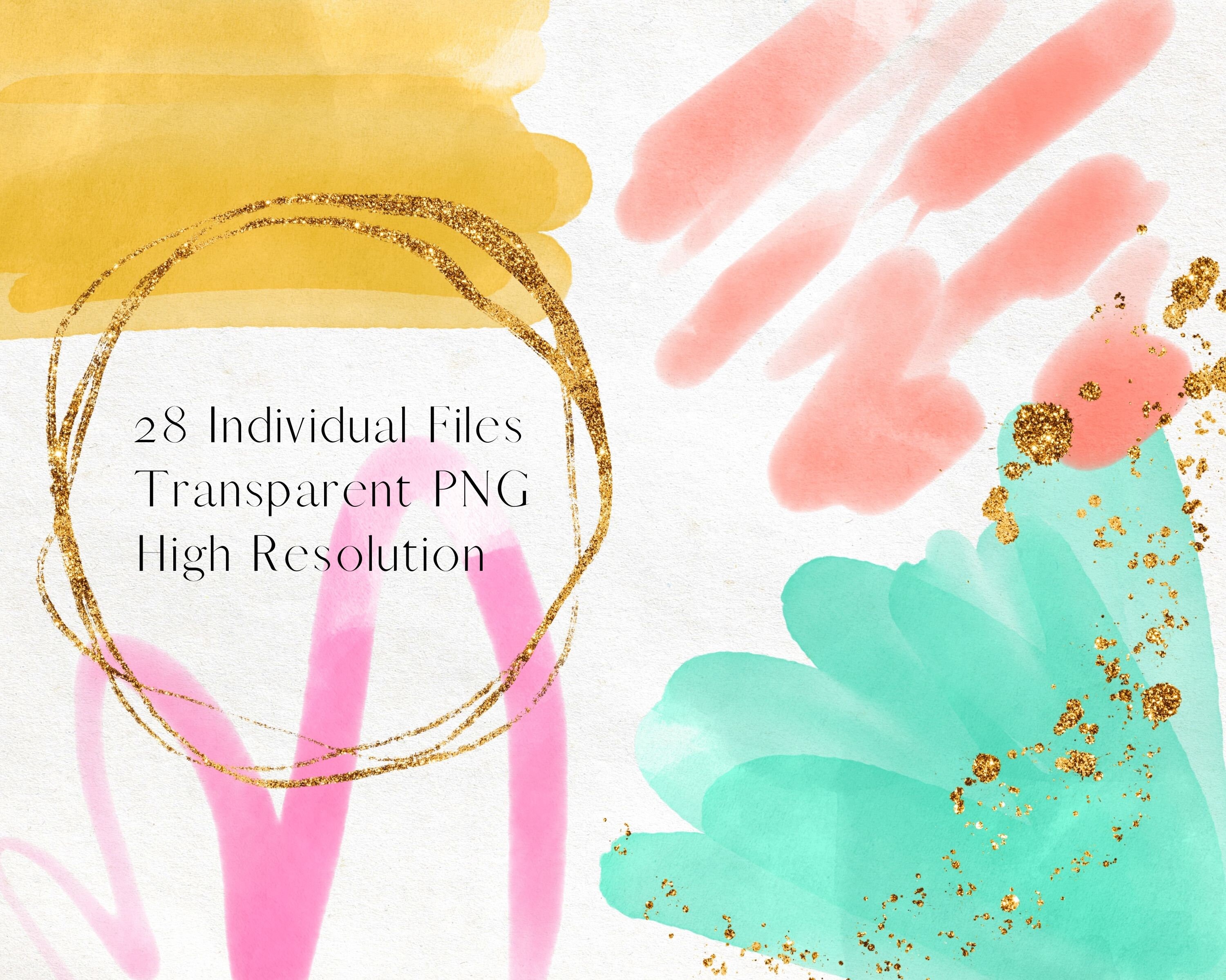 Abstract Watercolour Clipart Pink Green Yellow Modern | Etsy