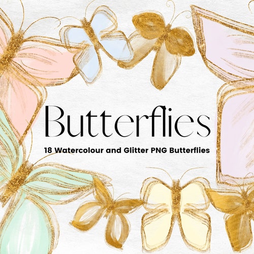 Silver Glitter Butterflies Clipart Pastel Butterfly Instant - Etsy